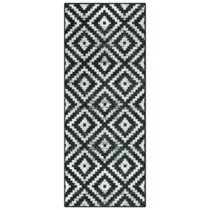 Lahome 2x5 Kitchen Runner Rugs Non Skid Washable, Black and White Hallway Runner Rug Non Slip Laundry Room Runner, Modern Moroccan Trellis Ultra-Thin Carpet Runner for Bedroom Bathroom Entryway