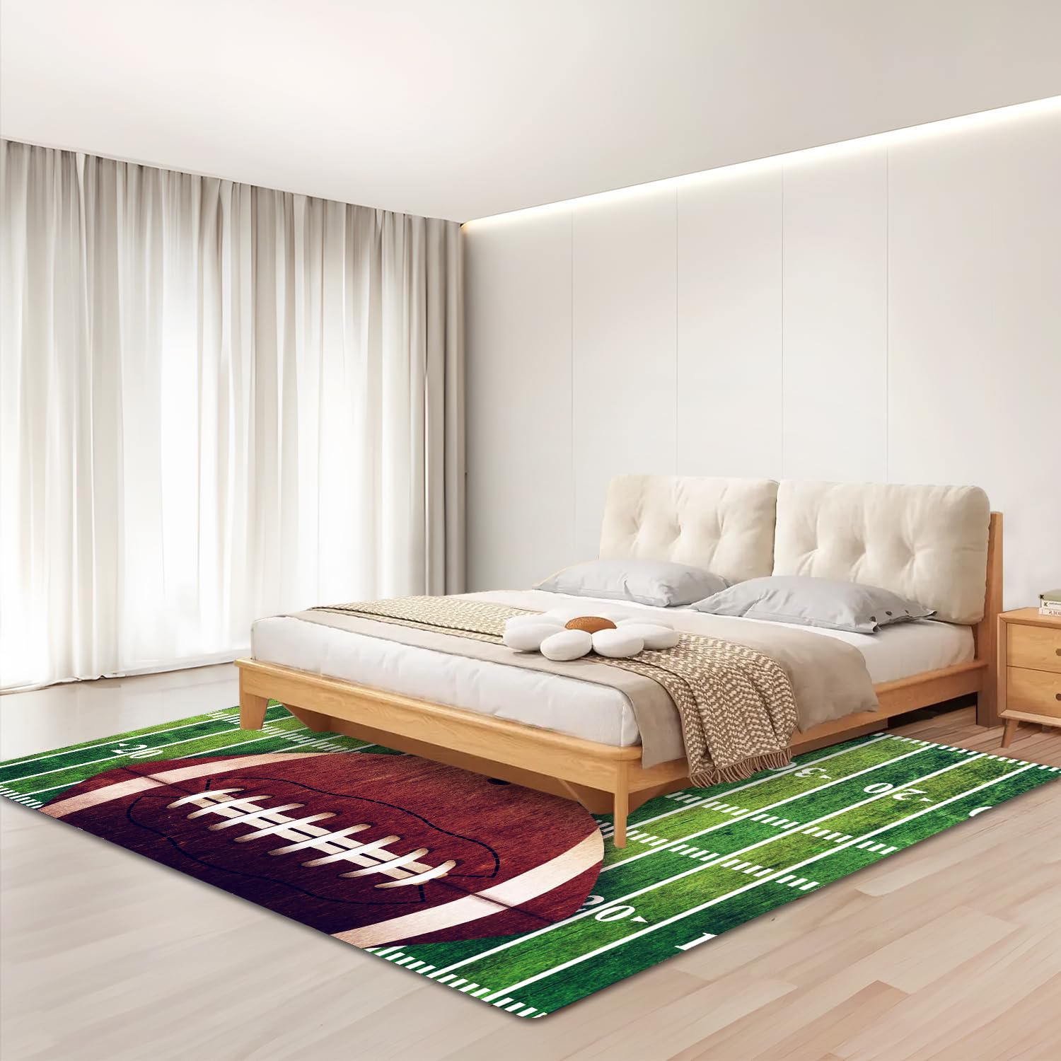 kksme Large Area Rug Carpet Floor Washable Mats Rugs 5'x6' for Living Room Bedroom Home Decor American Football Rugby