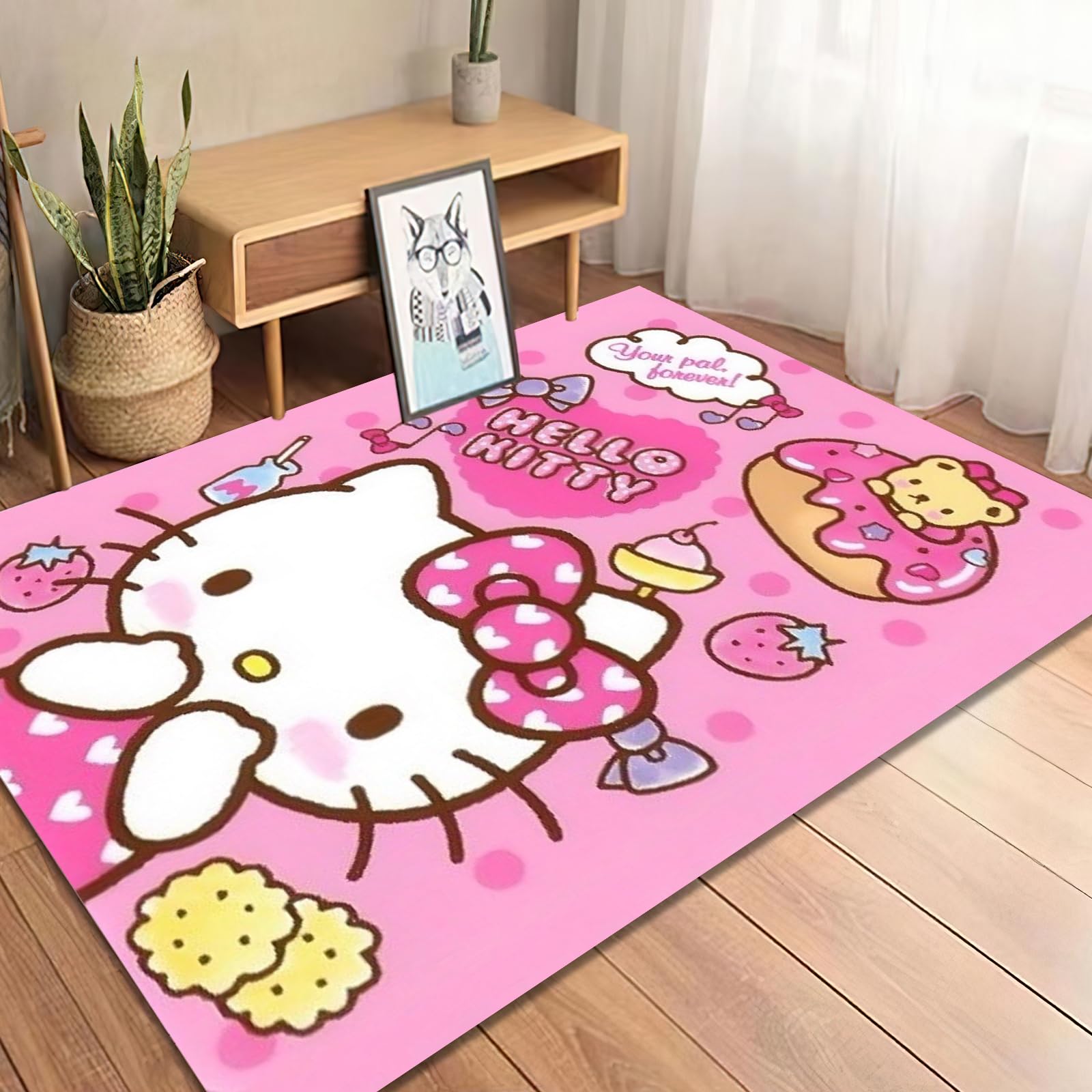 Anime Kawaii Kitty Rug Anime Carpet Cute Rugs for Bedroom Aesthetic Soft Carpet Decorative Rug for Indoor Outdoor 62 * 39in (4)