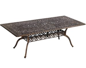 titimo 87'' patio dining table, cast aluminum outdoor rectangle dining table, weather-resistant table with 2" umbrella hole, lawn backyard garden