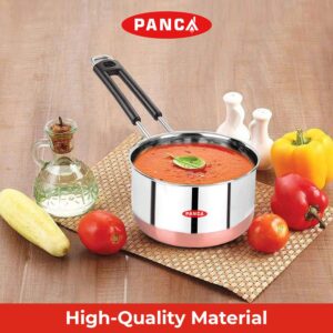 PANCA Tea Pan Stainless Steel Copper Bottom Sauce Pan Milk Pan Tapeli Patila Induction Base 1.5 Litre Sauce Pot Milk Boiler with Handle (1500 ml)