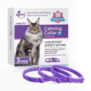 3 pack calming collar for cats and kittens pheromone collar efficient relieve reduce anxiety stress pheromones calm relaxing comfortable breakaway collars adjustable for small, medium large cat