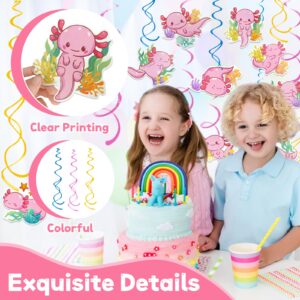 30 Pcs Axolotl Hanging Swirls Party Decorations Axolotl Birthday Party Spiral Decor Supplies Ceiling Decorations for Boys Girls Axolotl Fans