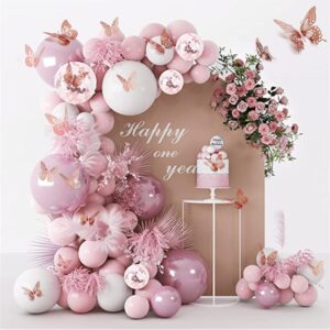 JOSDIOX 3D Butterfly Removable Metallic Wall Sticker 4 Styles 3 Sizes, Mural Decals for Kids Room Bedroom Décor Nursery Classroom Party Decoration Wedding DIY (Rose Gold 48 Pcs)