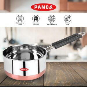 PANCA Tea Pan Stainless Steel Copper Bottom Sauce Pan Milk Pan Tapeli Patila Induction Base 1.5 Litre Sauce Pot Milk Boiler with Handle (1500 ml)