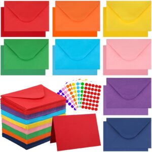 yeaqee 200 pack blank cards with envelopes and stickers thank you note cards self adhesive envelopes blank greeting cards small envelopes stationary set card making(rainbow colors)