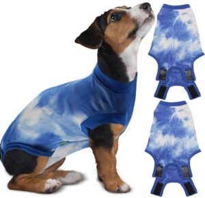 sychien dog surgery recovery suit,male neuter recovery small onesie female spay cone alternative recovery suit,hoop & loop comfortable surgical bodysuit,tie dye blue s