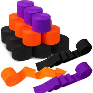 sherr 24 rolls crepe paper streamers hanging party decoration holiday streamers for arty decorations, birthday decorations, wedding decorations (purple, orange, black,1.8 inch x 98 feet)