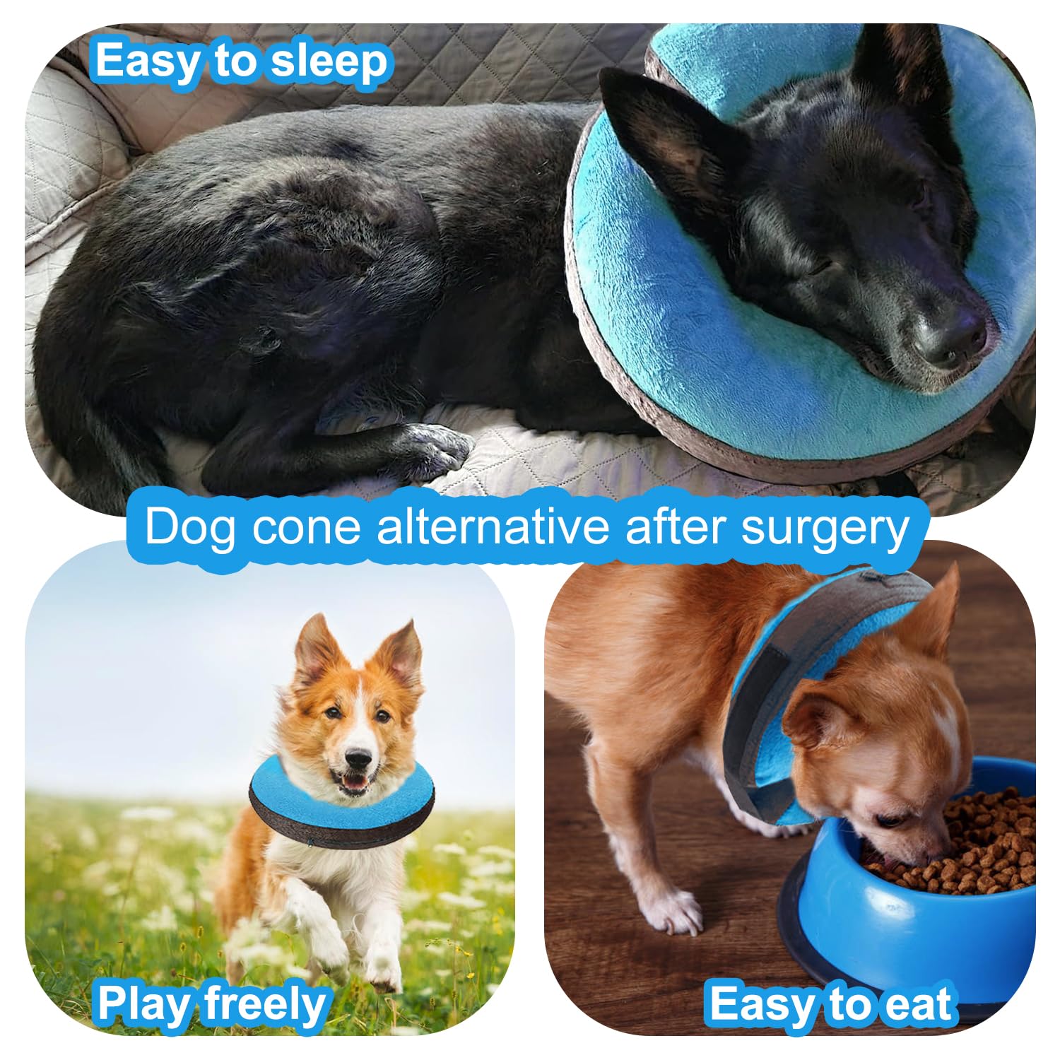 Inflatable Dog Cone for Dogs After Surgery Dog Donut Collar Soft Dog Cone Alternative Recovery Collar for Dogs Prevent Pet Bite Licking Scratching Touching, Help Dog Healing (L(Neck:12"-18"))