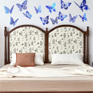 JOSDIOX Sapphire Blue 3D Butterfly Wall Stickers 48 Pcs 4 Styles 3 Sizes, Removable Interior Kids Nursery Wedding Decor Butterflies Decoration Cake,Birthday Party Decorations (Sapphire Blue)