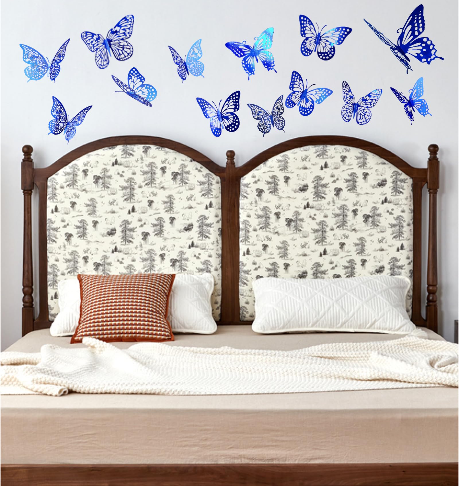 JOSDIOX Sapphire Blue 3D Butterfly Wall Stickers 48 Pcs 4 Styles 3 Sizes, Removable Interior Kids Nursery Wedding Decor Butterflies Decoration Cake,Birthday Party Decorations (Sapphire Blue)