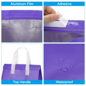 PATIKIL Insulated Take Away Bags, 15 Pcs Insulation Cooler Bag Grocery Thermal Bags 9.4 x 5.9 x 10.2 Inch for Hot Cold Frozen Food Delivery, Purple