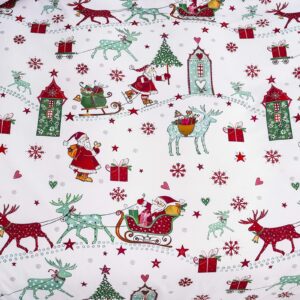 WONGS BEDDING Christmas Duvet Cover Set King Santa Elk Christmas Tree Pattern Xmas Duvet Cover for Boys Girls,Soft Microfiber Bed Comforter Cover for New Year 104"×90"