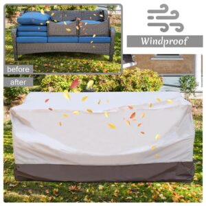 ovios Patio Furniture Covers Waterproof, Outdoor Furniture Cover for 3-Seater Sofa and Ottomans, Sectional Sofa Couch Chair Table Cover General Purpose Cover, 73.2" L*37" W*34" H, Beige-Brown