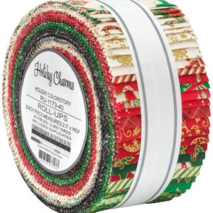 Holiday Charms Holiday Roll Up 40 2.5-inch Strips Jelly Roll Robert Kaufman Fabrics RU-1173-40