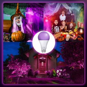 Wettal 12 Pcs Halloween Black Light Bulbs 10W LED Blacklight Bulb Blacklight Lamp E26/E27 Medium Base 100-240V, UVA Level 380-420nm, Glow in The Dark Party Supplies for Body Paint Fluorescent Poster