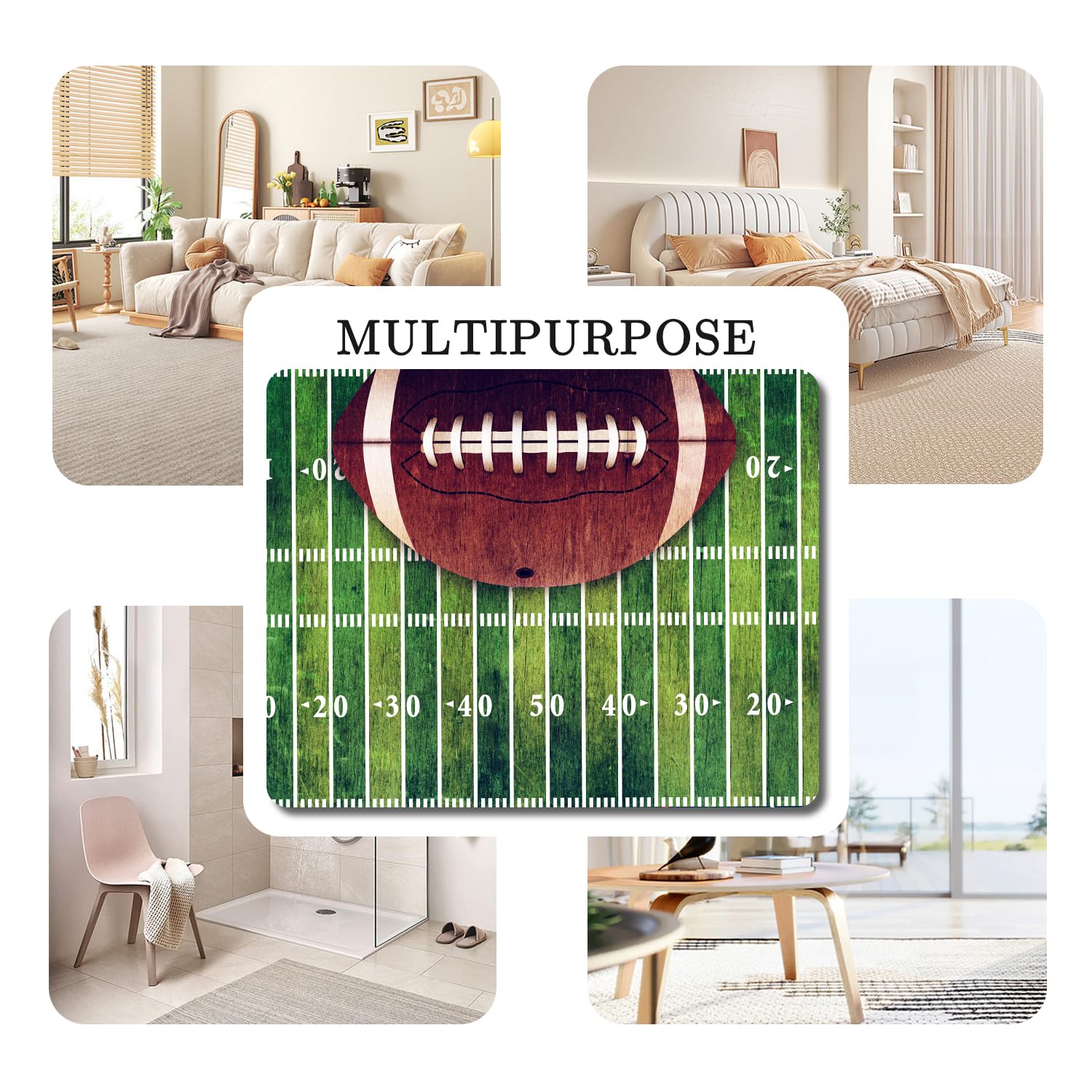 kksme Large Area Rug Carpet Floor Washable Mats Rugs 5'x6' for Living Room Bedroom Home Decor American Football Rugby