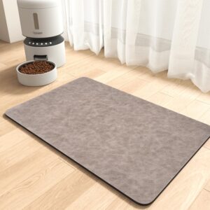 montvoo-absorbent pet feeding mat-no stains dog mat for food and water bowl-quick dry dog cat & dog food mat water dispenser mat-pet supplies mat-dog water bowl mat for messy drinker (17"x28", brown)