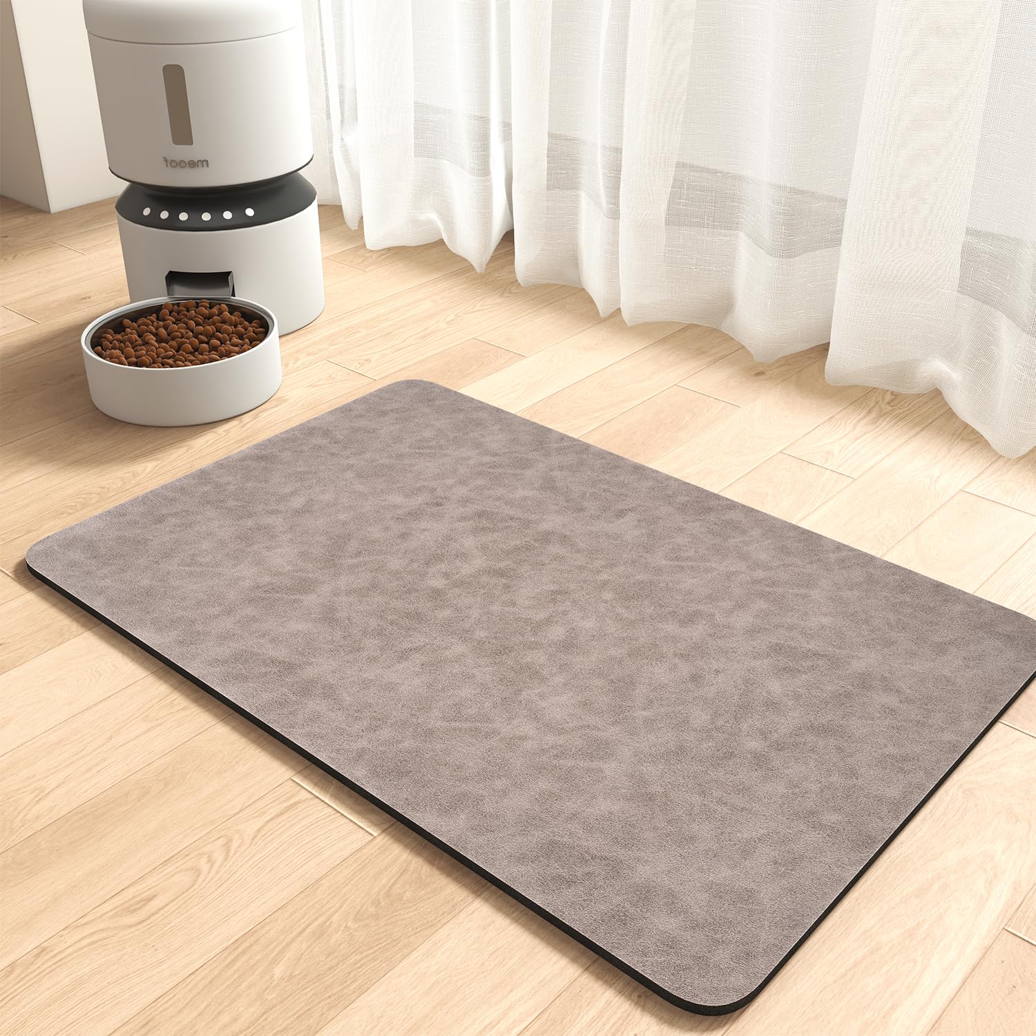 MontVoo-Absorbent Pet Feeding Mat-No Stains Dog Mat for Food and Water Bowl-Quick Dry Dog Cat & Dog Food Mat Water Dispenser Mat-Pet Supplies Mat-Dog Water Bowl Mat for Messy Drinker (17"x28", Brown)