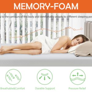 8/10 inch Queen Size Mattress with Cover, Cooling Gel Memory Foam Mattress for a Cool Sleep & Pressure Relief, Medium Firm Wave Foam Mattress Pad Mattresses, Bed in a Box, CertiPUR-US Certified