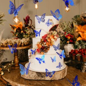 JOSDIOX Sapphire Blue 3D Butterfly Wall Stickers 48 Pcs 4 Styles 3 Sizes, Removable Interior Kids Nursery Wedding Decor Butterflies Decoration Cake,Birthday Party Decorations (Sapphire Blue)