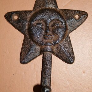 Set of 3 Cast Iron Sun, Moon and Star Wall Hooks for Entryways or Any Hanging Storage Location You Need a Handy Hook. Heavy Duty and Durable!