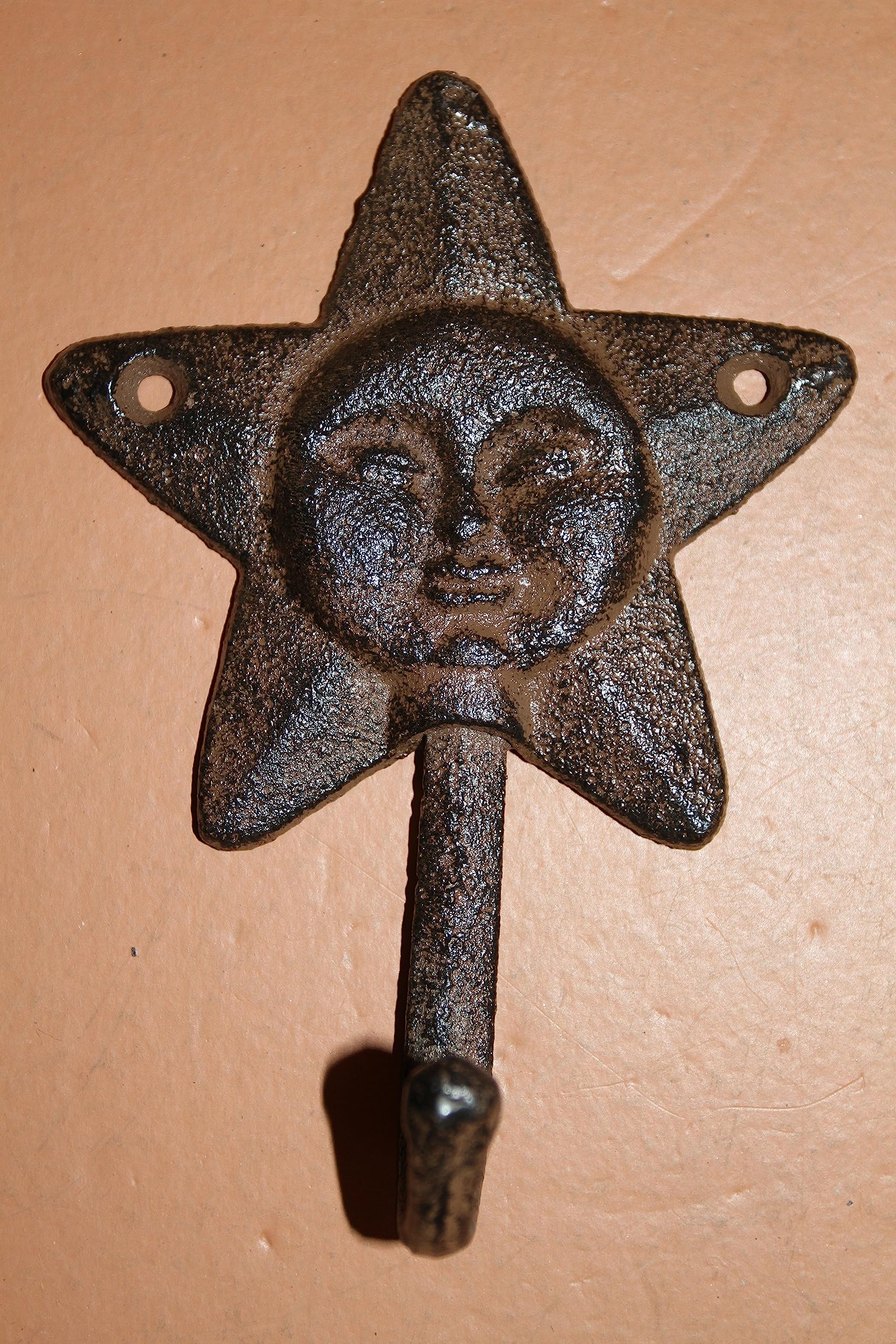 Set of 3 Cast Iron Sun, Moon and Star Wall Hooks for Entryways or Any Hanging Storage Location You Need a Handy Hook. Heavy Duty and Durable!