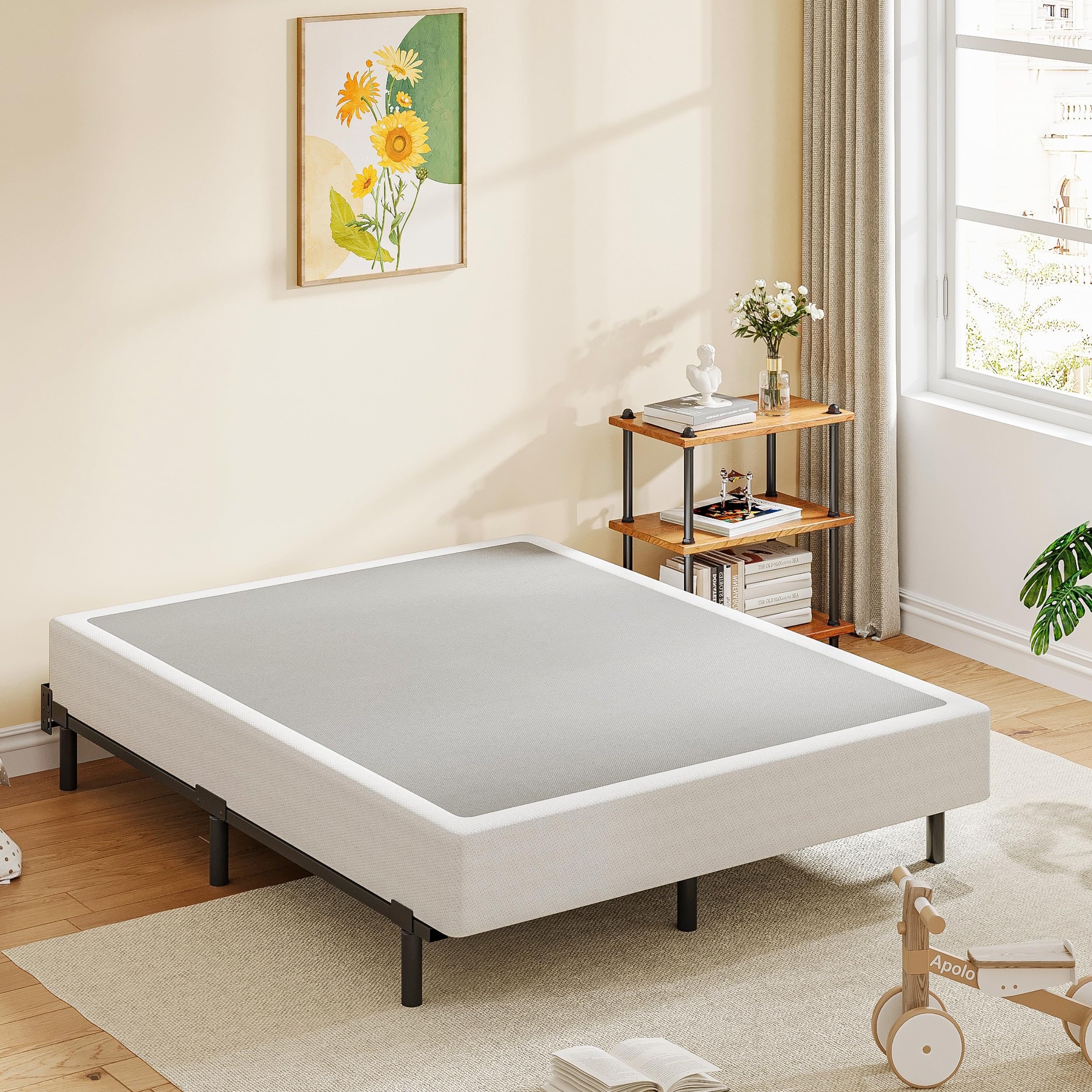 EZBeds Box-Spring Queen, 9 Inch Metal Queen Box Spring, Mattress Foundation Queen Box Spring Only with Fabric Cover, Easy Assembly, Noise Free, Non Slip