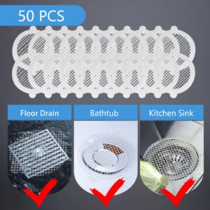 Melfluo 50 Pcs Disposable Shower Drain Cover Hair Catcher,Floor Drain Sticker，Drain Cover Sticker，Bathroom，Kitchen，Bathtub,Laundry,Shower Drain Stickers for Hair