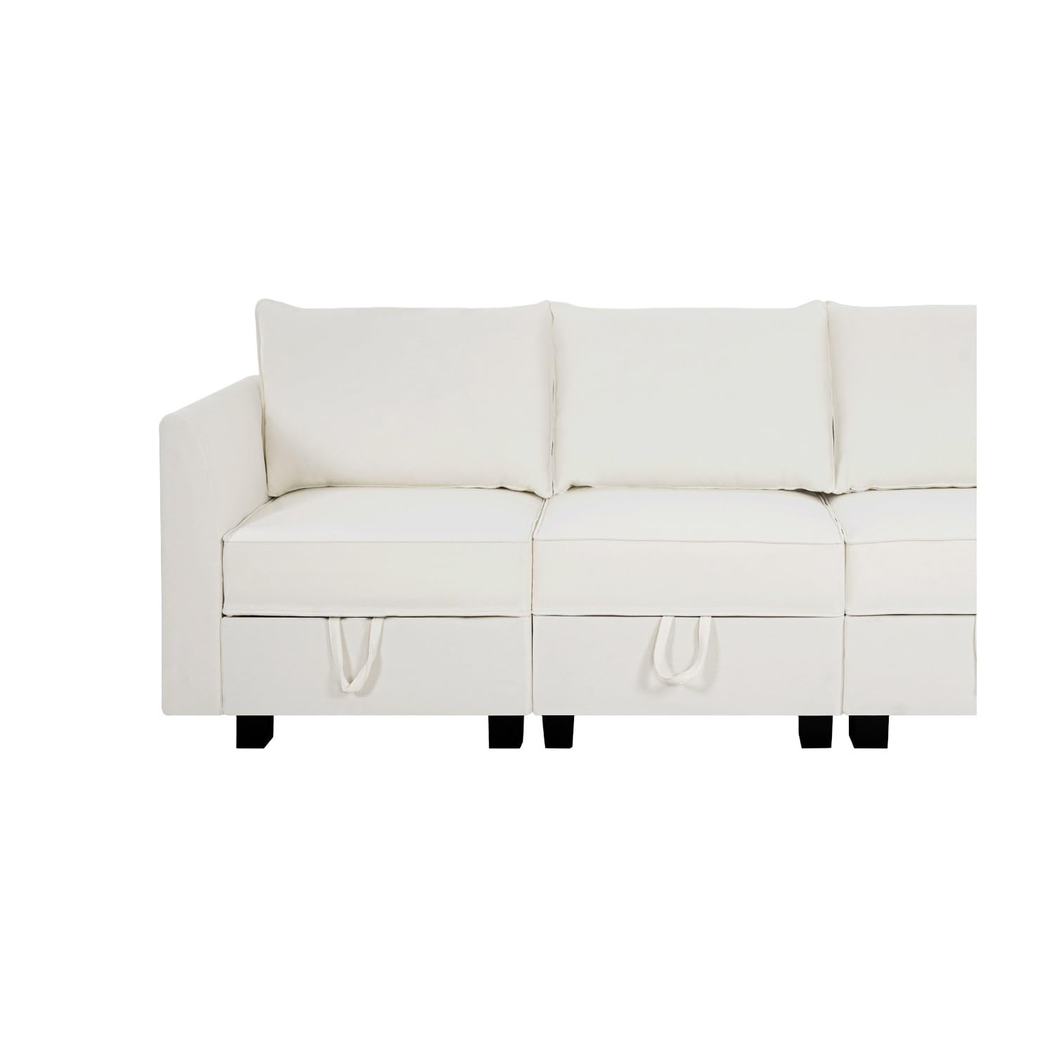 Naomi Home Elizabeth Convertible U Shaped Modular Sofa Sectional Modular Couch with Chaise Oversized Sofa Sleeper Couch for Large Living Room - White