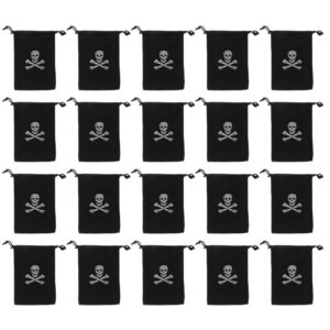 halloween pirate bags with drawstring, 20pcs 6.1 x 4.5 inches pirate goodie bags, pirate coin bags candy pouches wrapping bags for halloween party