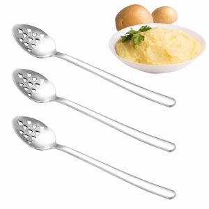 3 pcs slotted spoons stainless steel,caviar spoons for home restaurant pressed fruit potato garlic paste filter soupqa