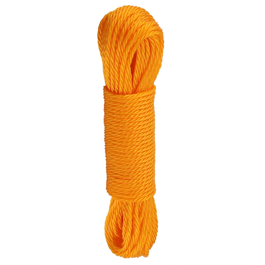 Nylon Clothesline Rope, 20m Windproof Clothes Drying Rope Portable Laundry Line Hanger Rope for Indoor Outdoor Garden Travel Camping Home Hotel(Orange)