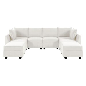 naomi home elizabeth oversized sectional sofa with chaise modern sleeper modular sofa couch u shaped sofa sectional for living room - l shaped couch, modular sofa - white