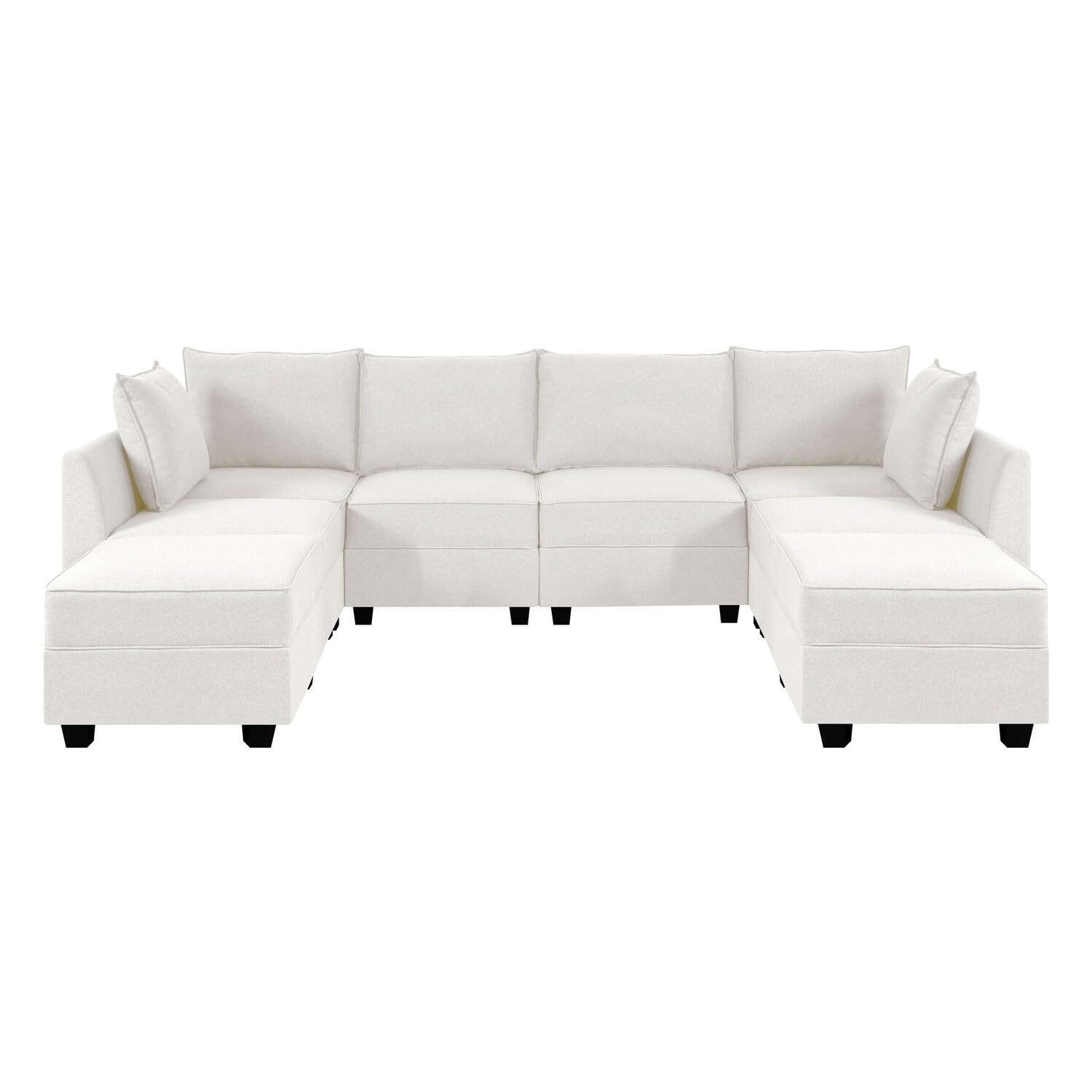 Naomi Home Elizabeth Oversized Sectional Sofa with Chaise Modern Sleeper Modular Sofa Couch U Shaped Sofa Sectional for Living Room - L Shaped Couch, Modular Sofa - White