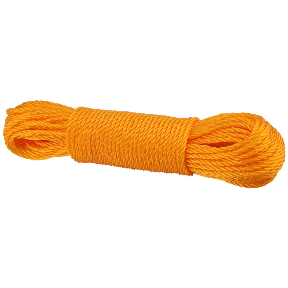 Nylon Clothesline Rope, 20m Windproof Clothes Drying Rope Portable Laundry Line Hanger Rope for Indoor Outdoor Garden Travel Camping Home Hotel(Orange)