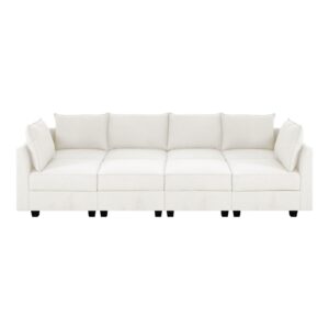 Naomi Home Elizabeth Oversized Sectional Sofa with Chaise Modern Sleeper Modular Sofa Couch U Shaped Sofa Sectional for Living Room - L Shaped Couch, Modular Sofa - White