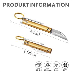 Coowolf Mini Keychain Knife Brass Folding Pocket Knife Daily Box Cutter EDC Knife, Creative Gift Keychain Accessories for Men&Women