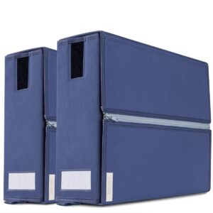 jseven linen organizer, navy color,bed sheet cube foldable 2pcs set organizer, navy color, fabric storage bin for bed sheets, duvet cover and pillowcases,