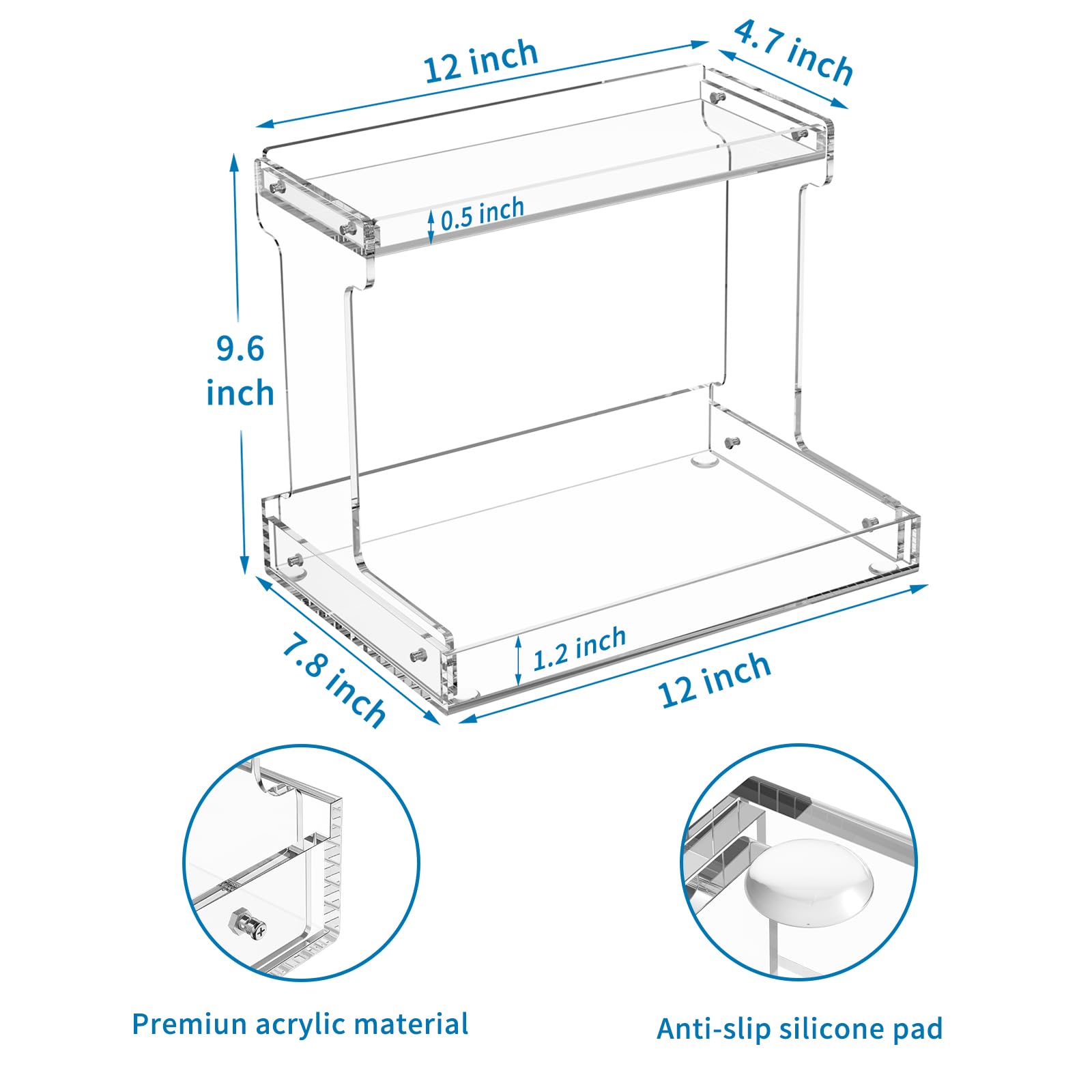 AITEE 2-Tier Bathroom Counter Organizer Acrylic Bathroom Countertop Organizer Clear Bathroom Organizer Shelf Vanity Tray Cosmetic Skincare Home Storage Organization for Bathroom Kitchen Bedroom