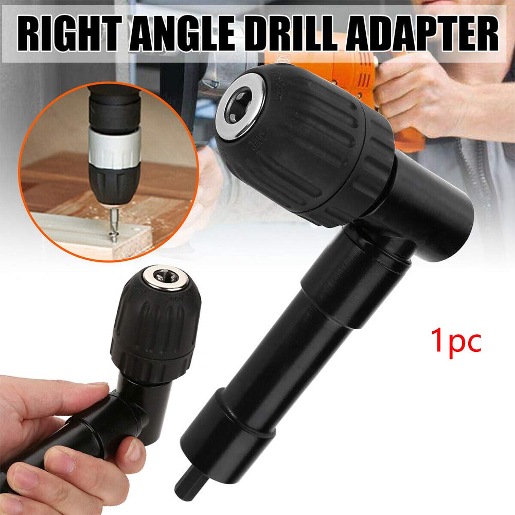 JIANWEI 0.8-10mm Right Angle Drill Attachment, 90 Degrees Drilling Bend Extension, Electric Drill Extension Tool, Cordless Drill Adapter Corner Adapter(Black)