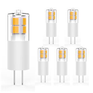 6 pack 12v bulb led g4 , soft white 2700k , jc bi-pin base light bulbs g4 led 3w, 20w-30w t3 halogen g4 bulb replacement