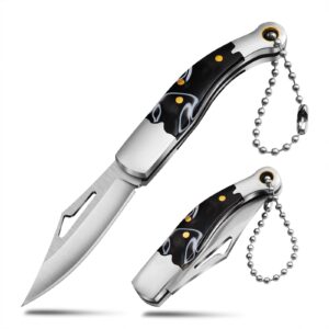 coowolf mini pocket knife keychain knife d2 steel folding knife daily box cutter edc knife, creative keychain accessories for men&women