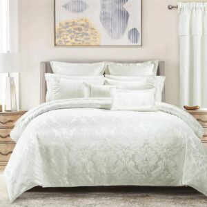 royal tradition sara jacquard cotton blend, king-calking 7pc duvet cover set, white