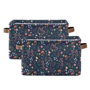 Ditsy Floral Storage Containers Large Foldable Storage Basket Storage Bins for Home Office Shelves, 1 Pack