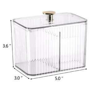 Tbestmax Qtip Holder Dispenser 3-Section Clear Bathroom Organizer Jar 3 Grids Cotton Swab/Pad/Ball Holder Container Cosmetics Storage for Vanity