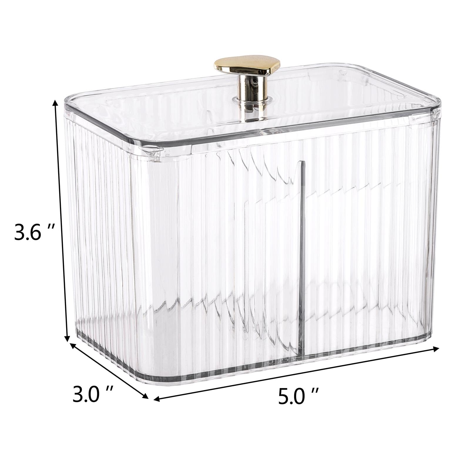 Tbestmax Qtip Holder Dispenser 3-Section Clear Bathroom Organizer Jar 3 Grids Cotton Swab/Pad/Ball Holder Container Cosmetics Storage for Vanity