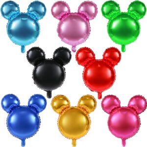 8 pcs mouse head balloons, ccozn 24'' jumbo mouse mylar balloon cannot float mouse head aluminum foil balloons for birthday party decorations baby shower supplies