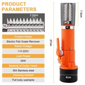 Electric Fish Scaler Remover, Powerful Fish Scraper Cordless Fish Scale Cleaner Set Rechargeable Automatic Fish Scaler Scraper Waterproof (2 Batteries & 2 Cutter Heads)