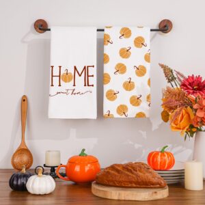 Siilues Fall Kitchen Towels 18x26 Inch, Fall Decor Pumpkin Fall Decorations for Home Sweet Home Dish Towels Seasonal Thanksgiving Decorations for Home Kitchen Decor Hand Towels Set of 2